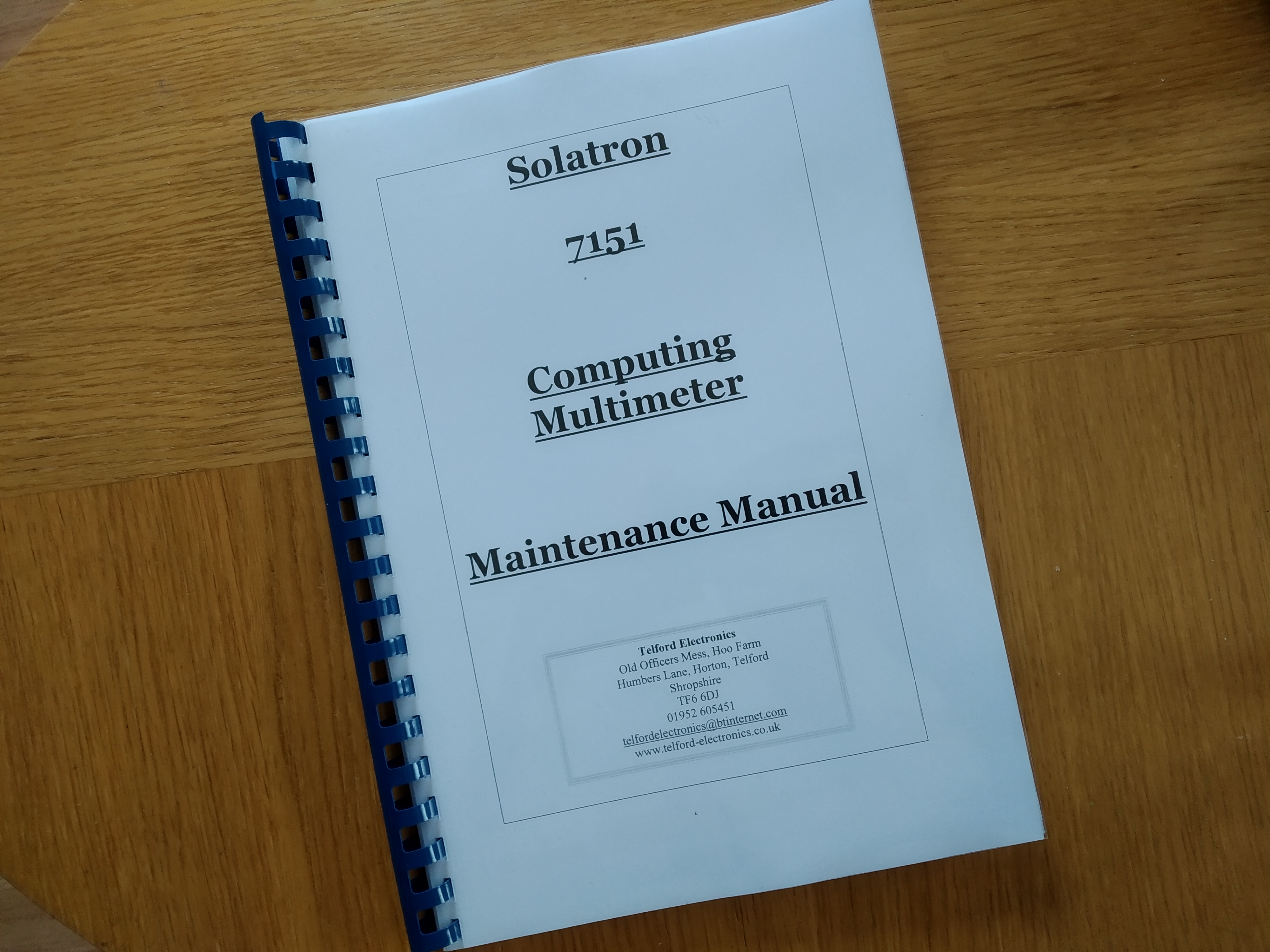 Solartron 7151 Maintenance Manual - Page 1