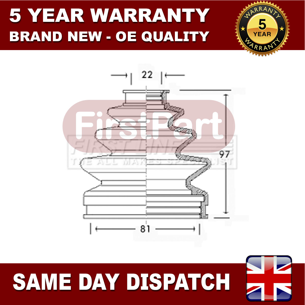 Fits 45 400 Prelude 1.6 2.0 FirstPart Front Left Outer CV Joint Boot ...