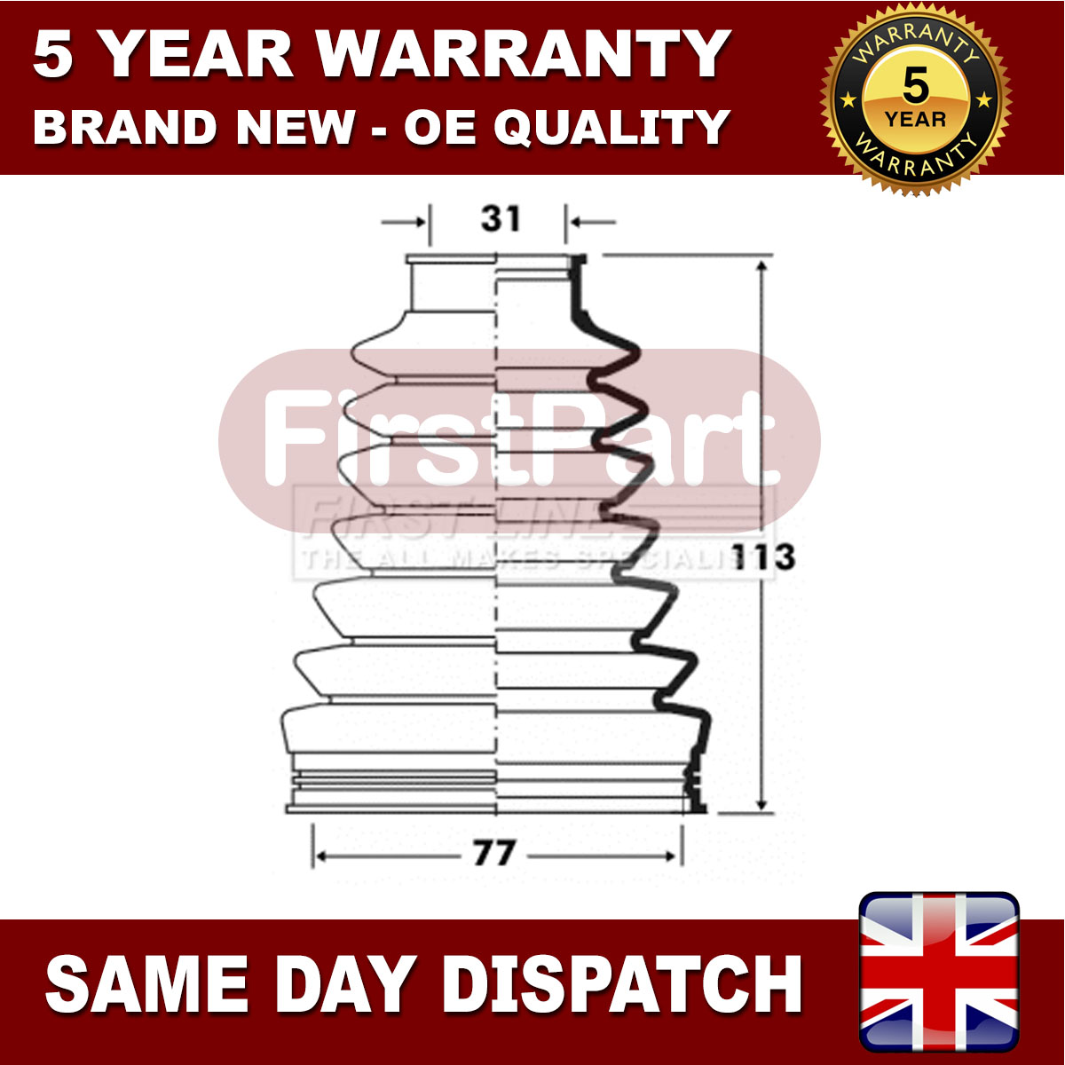 Fits VW Transporter 2.0 TDi 2.5 FirstPart Front Inner CV Joint Boot Set ...
