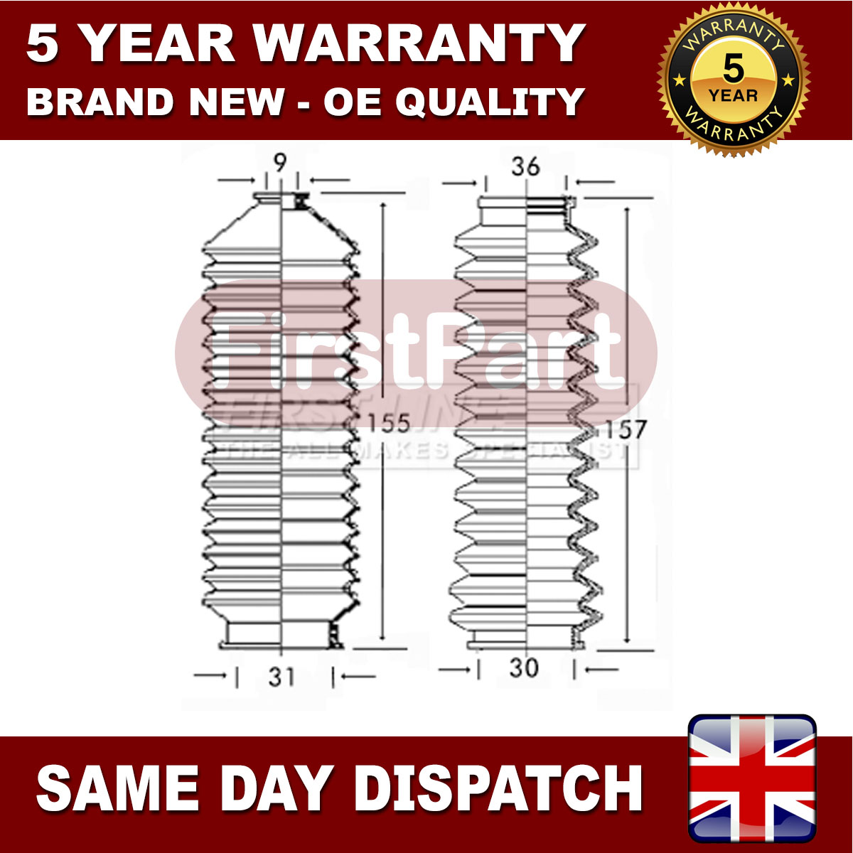 Fits Nissan Bluebird 1.6 1.8 2.0 D FirstPart Front Steering Rack Boot ...
