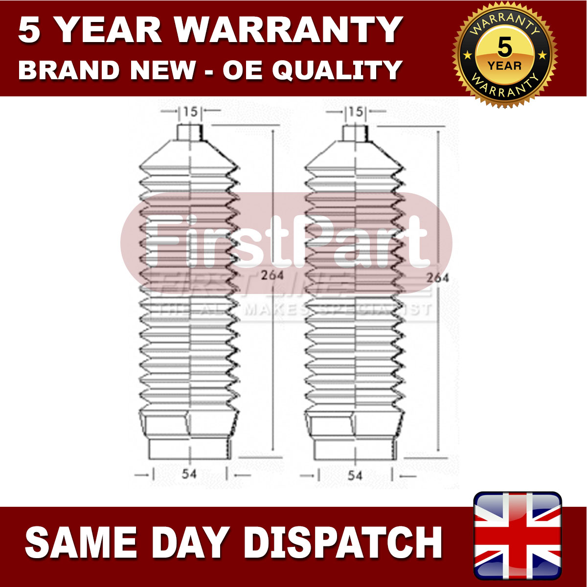 Fits Fiat Ducato Talbot Express FirstPart Front Steering Rack Boot Set ...