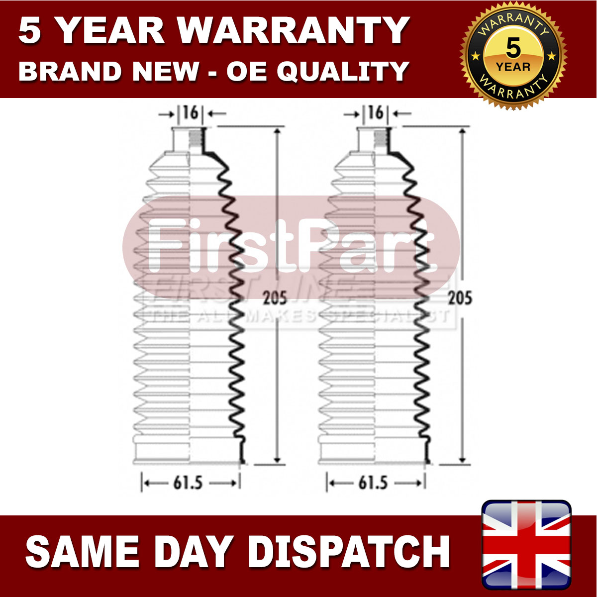 Fits VW Transporter 2003- FirstPart Front Steering Rack Boot Set ...
