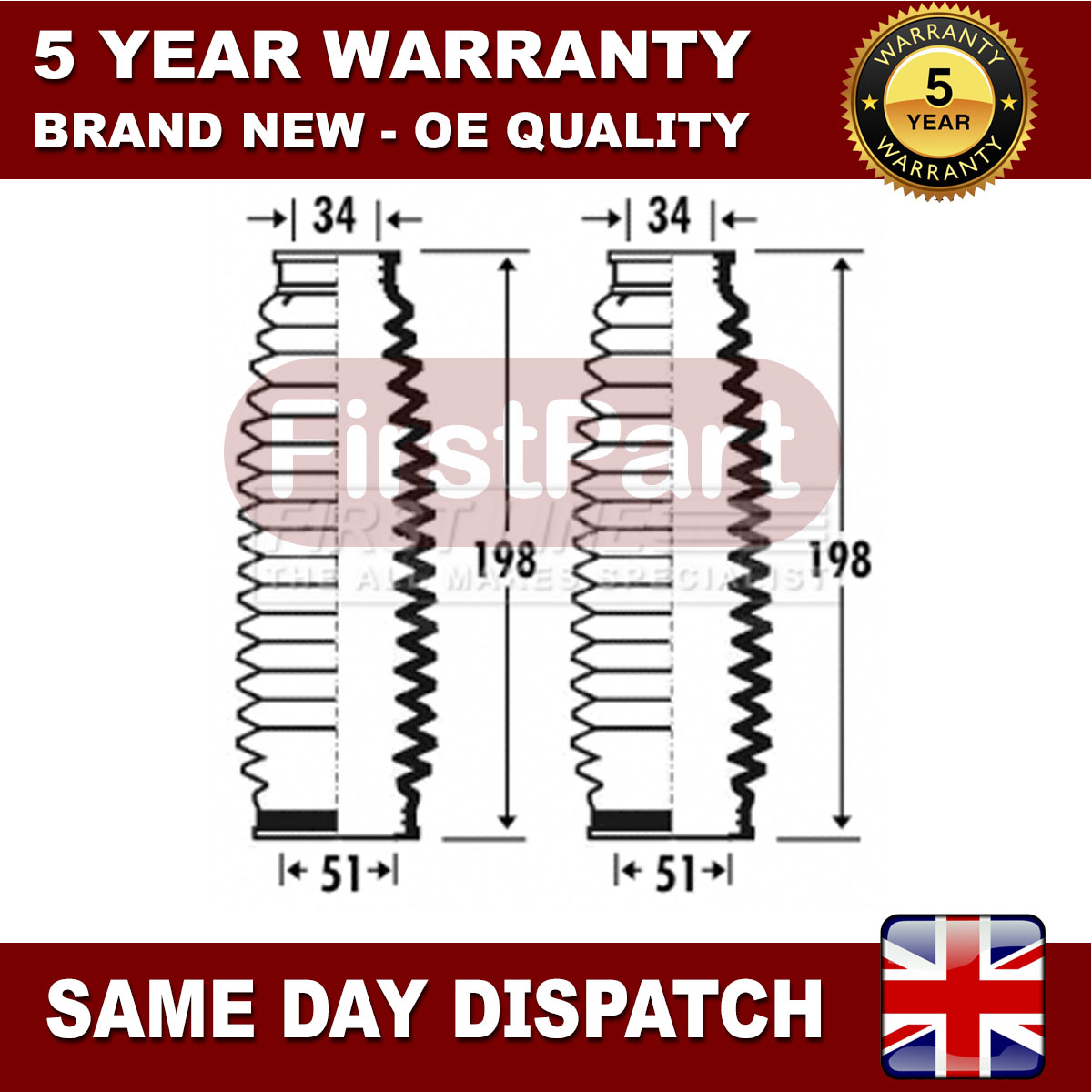 Fits Alfa Romeo 159 Brera Spider FirstPart Front Steering Rack Boot Set ...