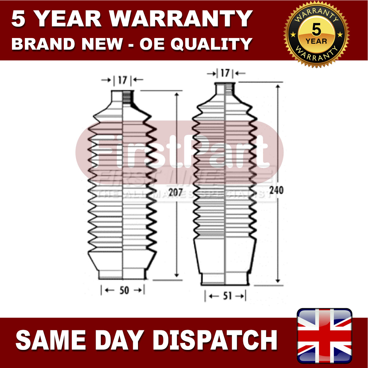 Fits Shogun Pajero 3.2 D 3.5 FirstPart Front Steering Rack Boot Set ...