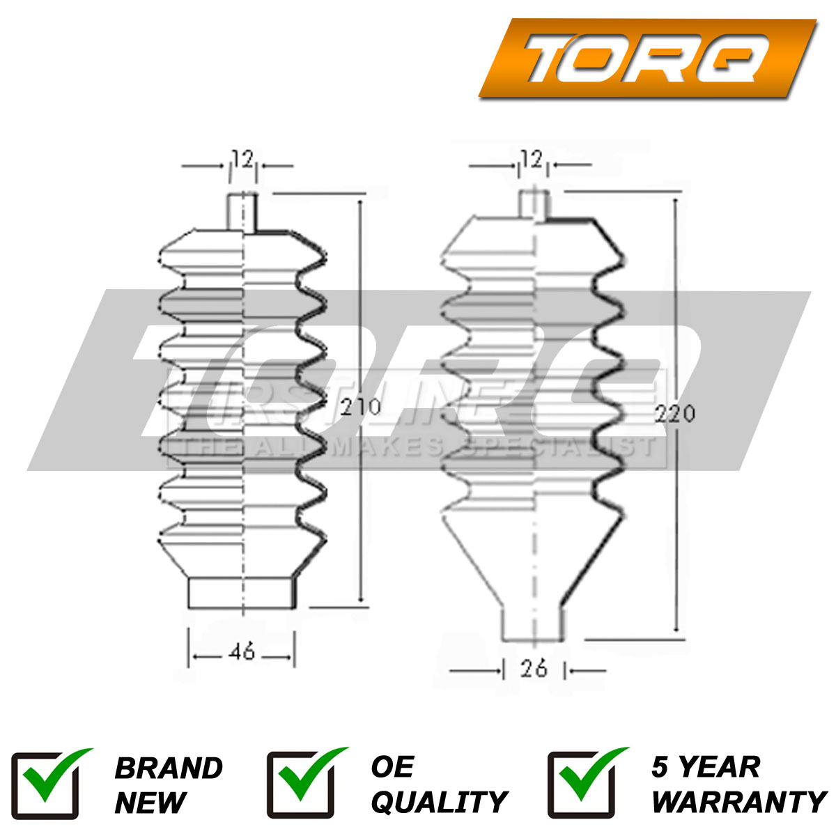 Steering Rack Boot Set Front Torq Fits MG Midget Triumph Spitfire ...
