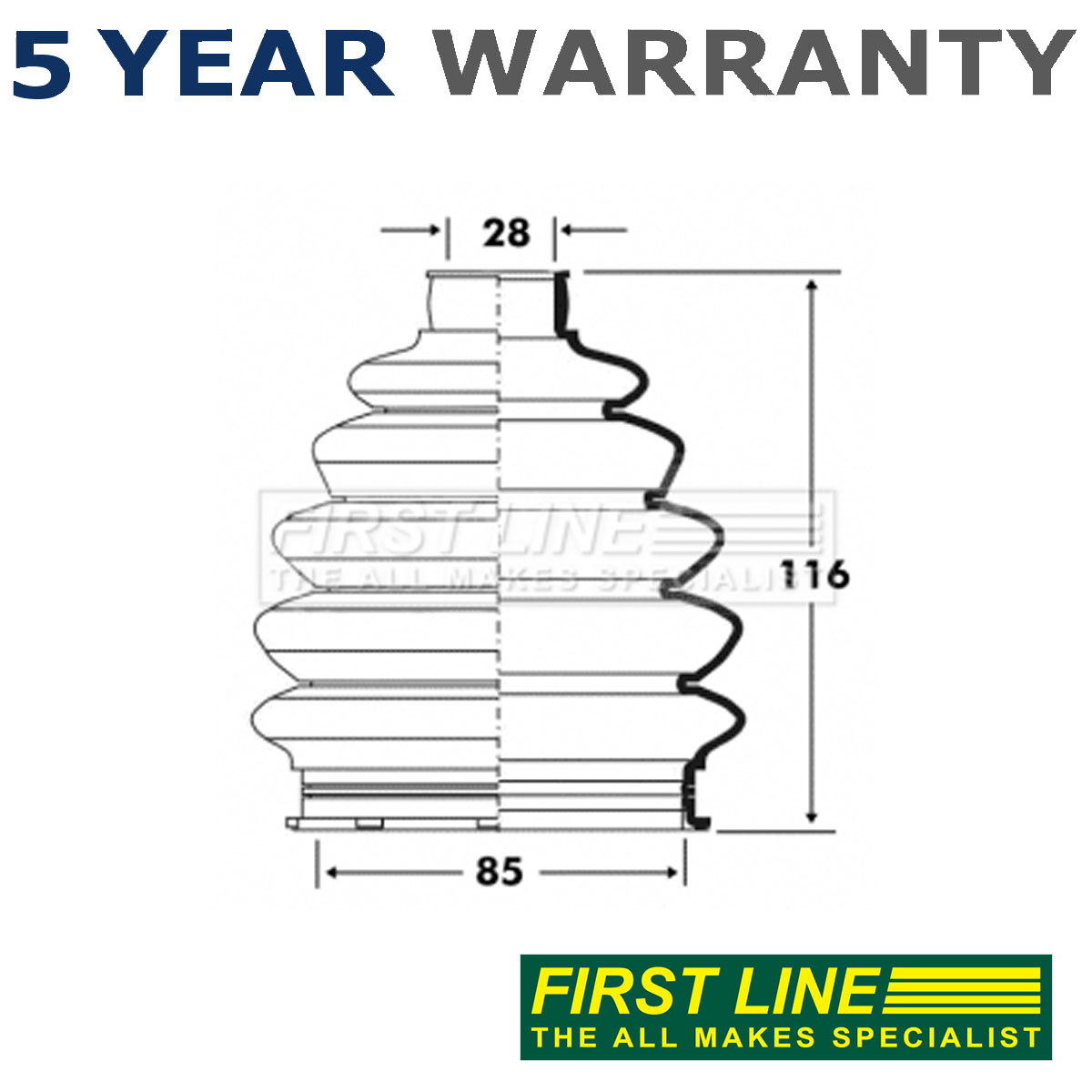 First Line Front Left Outer CV Joint Boot Set Fits Focus 1.4 1.6 dCi 1. ...