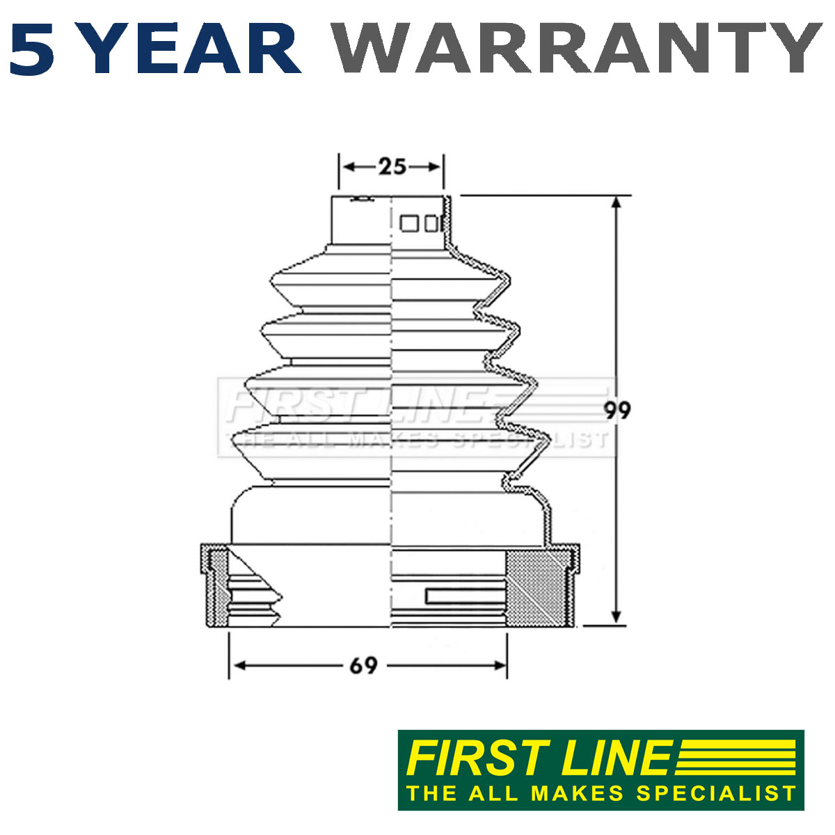 First Line Front Inner CV Joint Boot Set Fits Renault Megane Clio ...