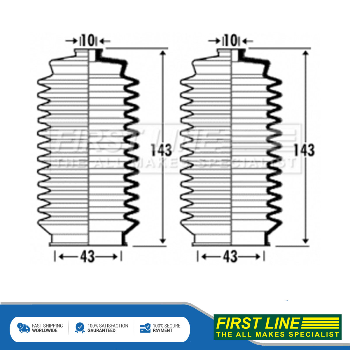 Fits Toyota MR2 1990-2000 2.0 Steering Rack Boot Set Front First Line ...