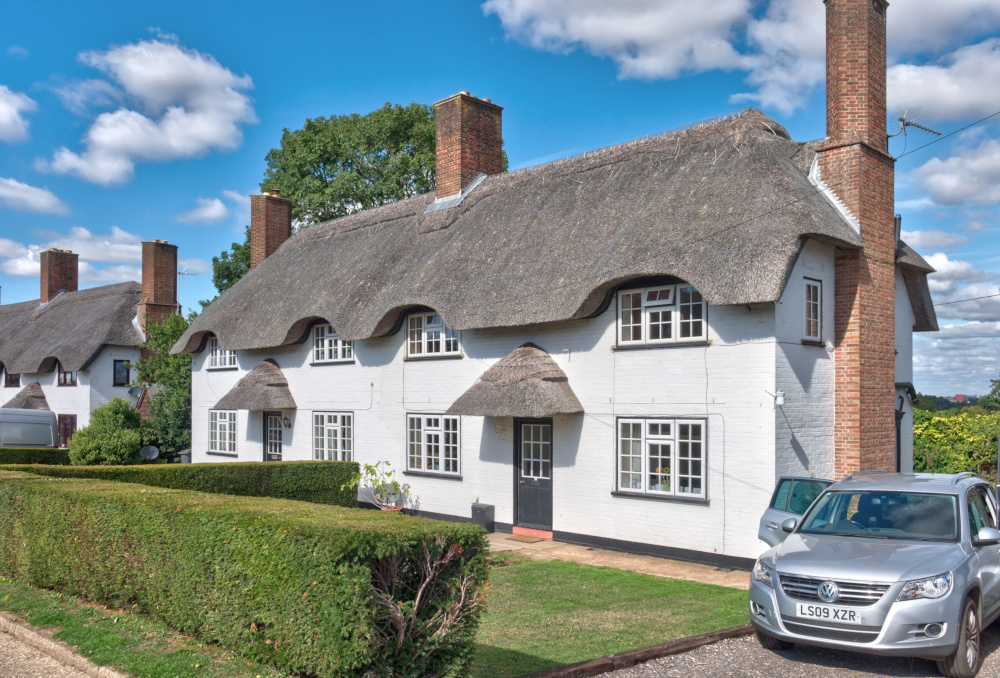 Estate cottages (probably early-20th century) at Rushbrooke in Suffolk ...